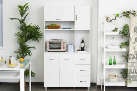 HOMCOM Kitchen Storage Unit, Cupboard Cabinets, Drawers, White - Wowcher HOMCOM Kitchen Storage Unit, Cupboard Cabinets, Drawers, White - Wowcher